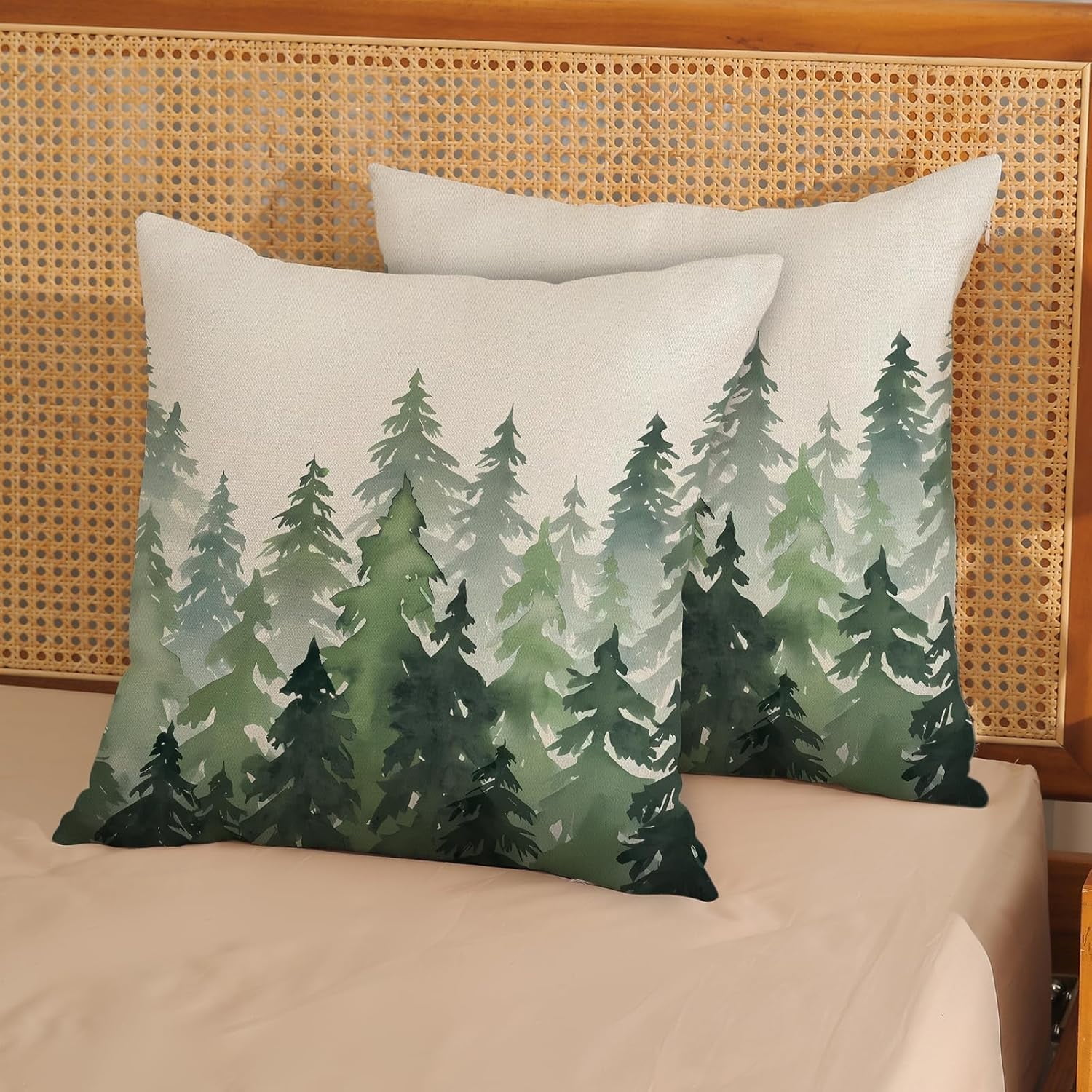 Sage Green Pillow Covers 20x20 Inch 2 Pcs Watercolor Christmas Tree ...