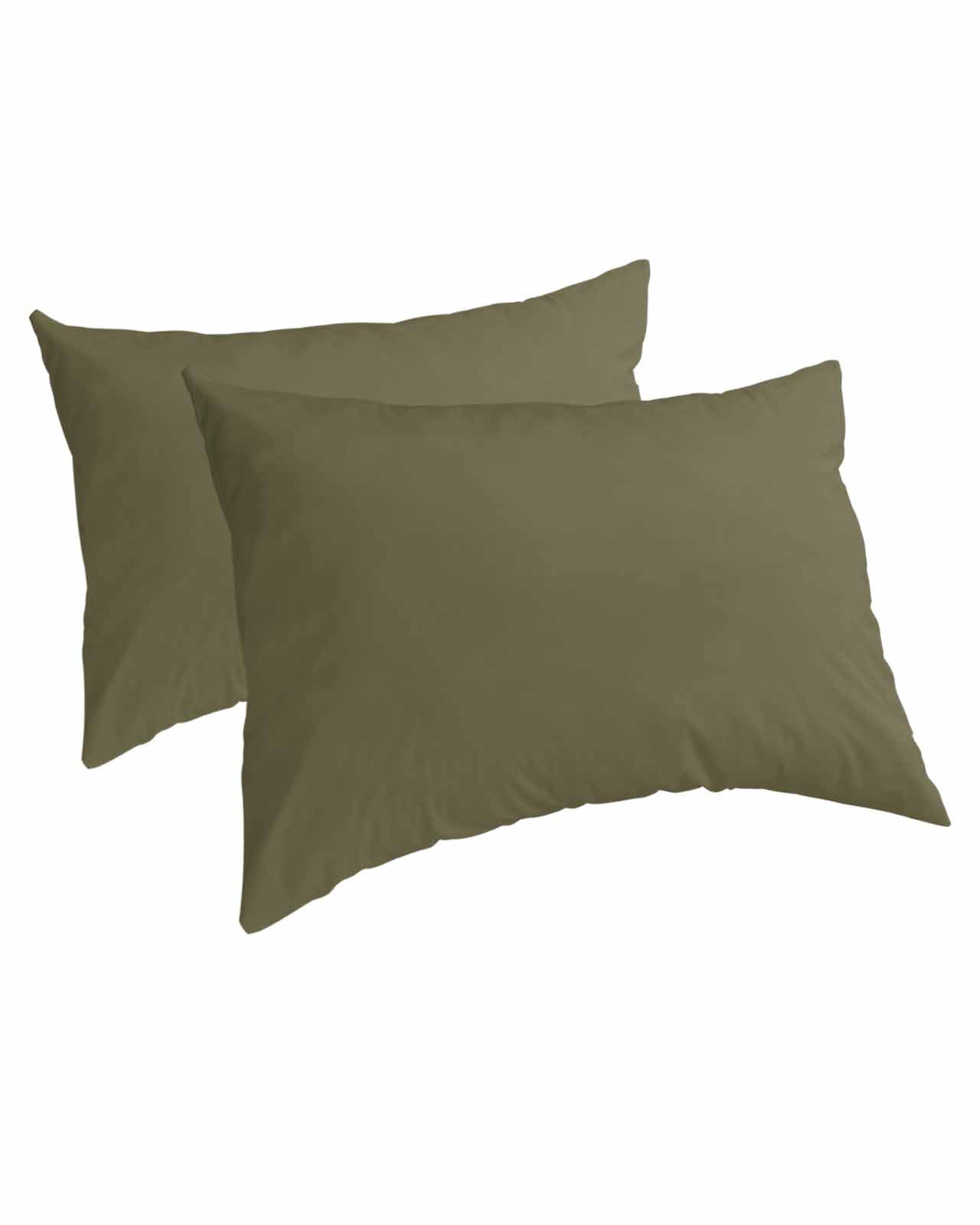 Sage Green Pillow Covers King Size 2 Pack, Brown Solid Color Simple ...