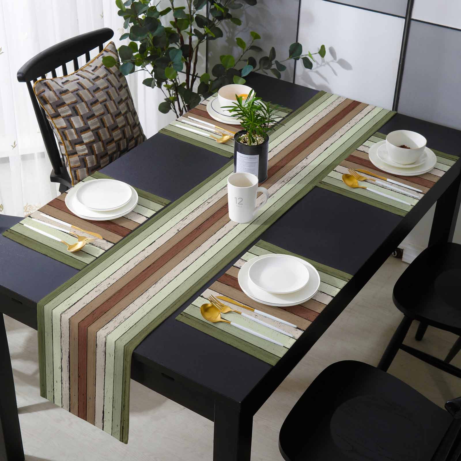 Sage Green Placemats Set of 6 with 90 Inches Long Table Runners ...