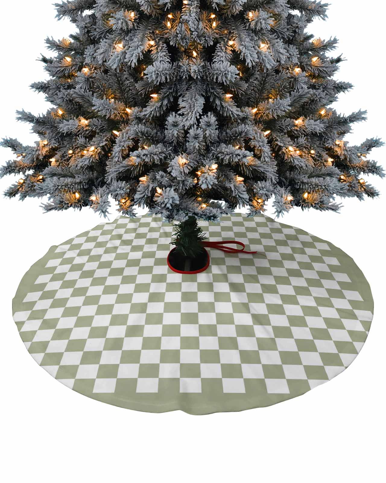 Sage Green Plaid Christmas Tree Skirt 36 Inches Large Christmas Skirt ...