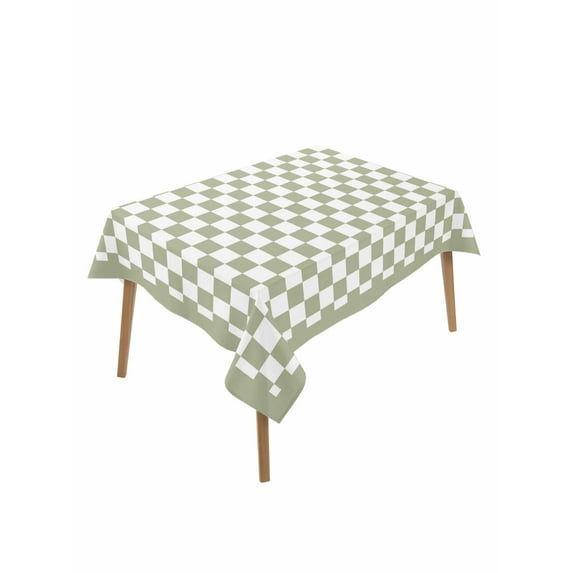 Sage Green Plaid Table Cloth, Farmhouse Green White Checkered Lace ...