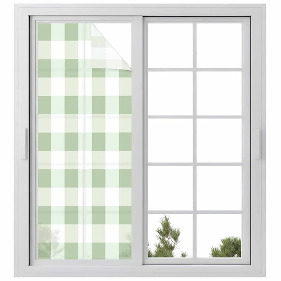 Sage Green Plaid Window Privacy Film, Spring Farmhouse Buffalo ...