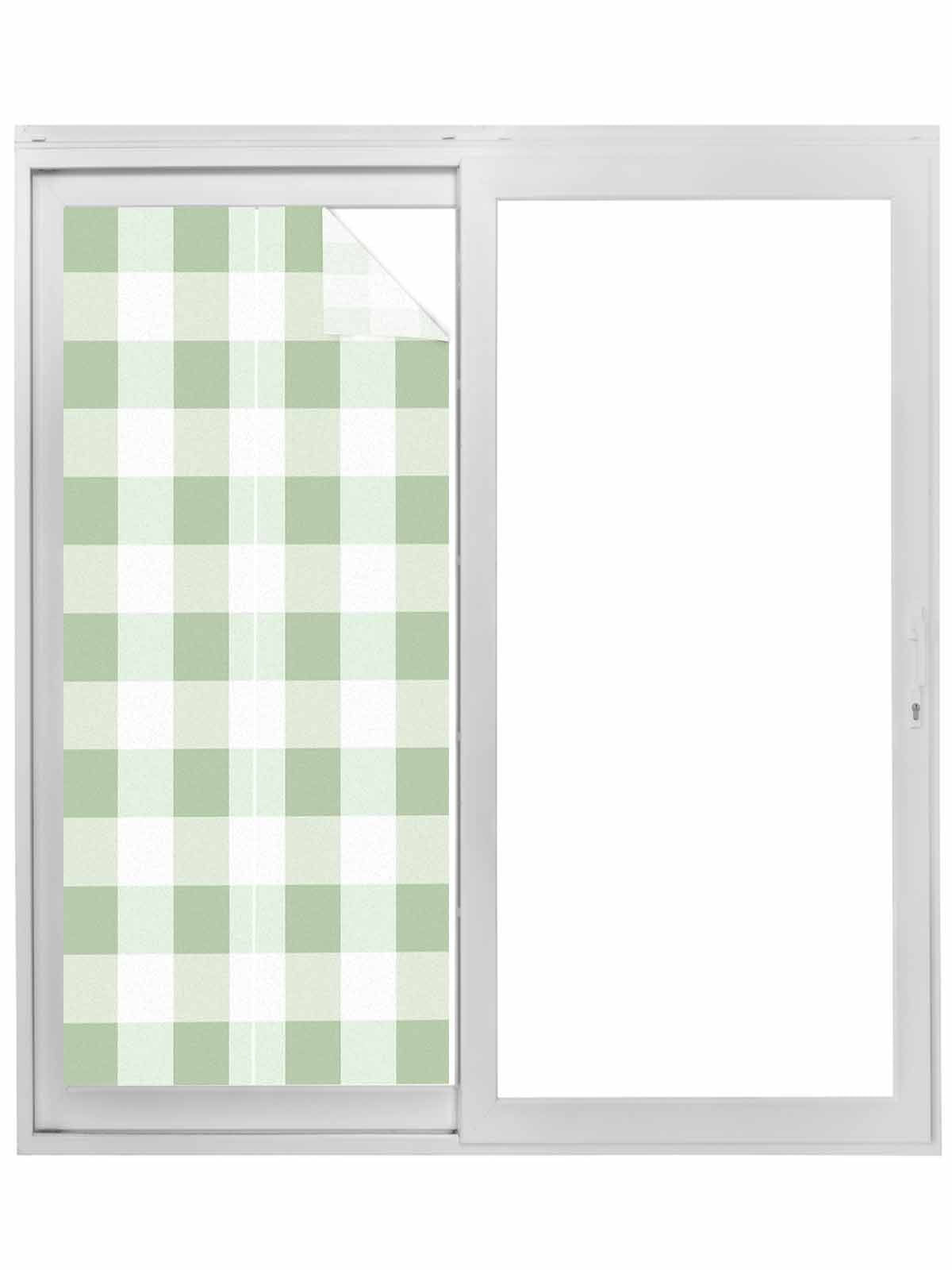 Sage Green Plaid Window Privacy Film, Spring Farmhouse Buffalo ...