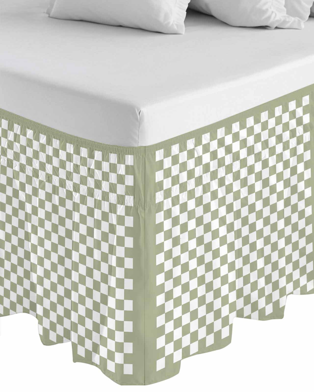 Sage Green Plaid Wrap Around Bed Skirts for California King Bed 16 ...