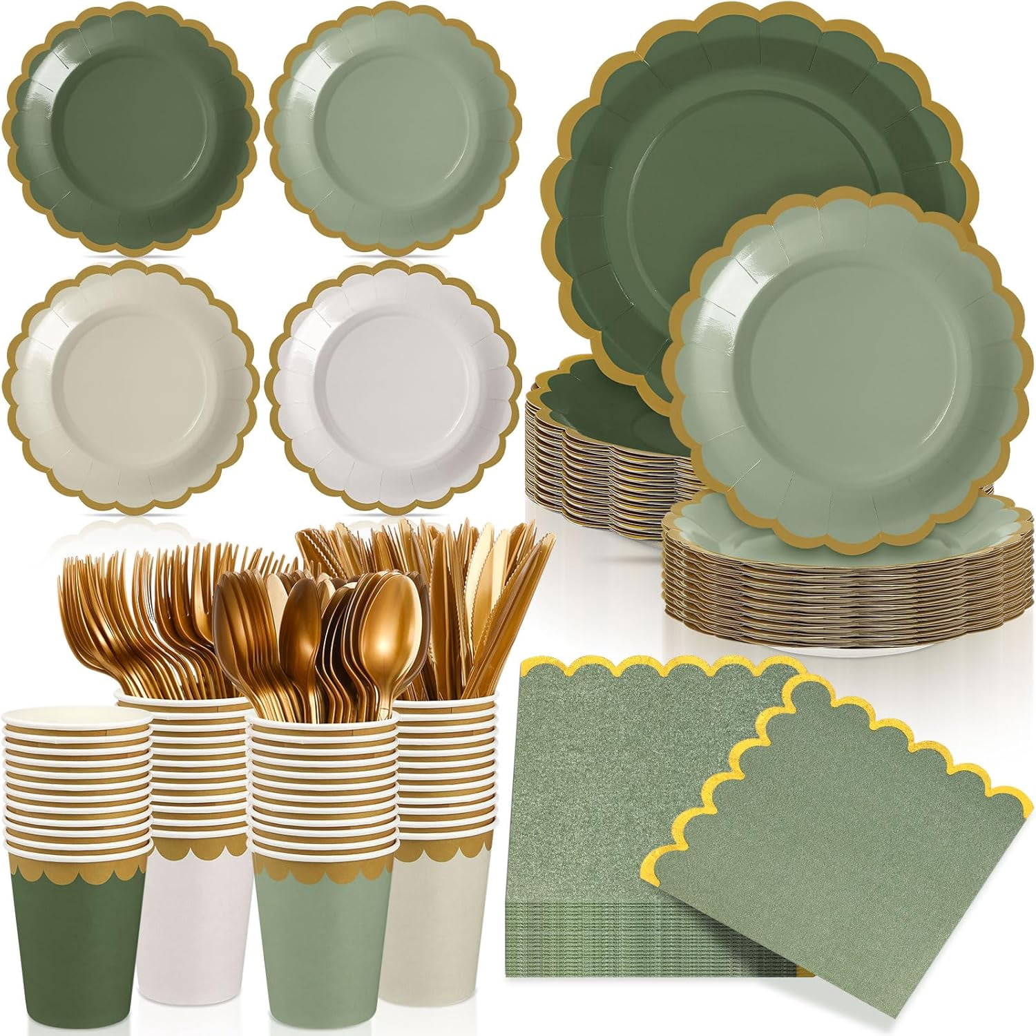 Sage Green Plates and Napkins Party Supplies for Guests Sage Green ...