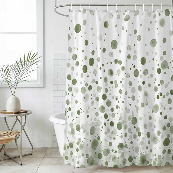 Sage Green Polka Dot Waterproof Fabric Shower Curtain,Modern Art ...