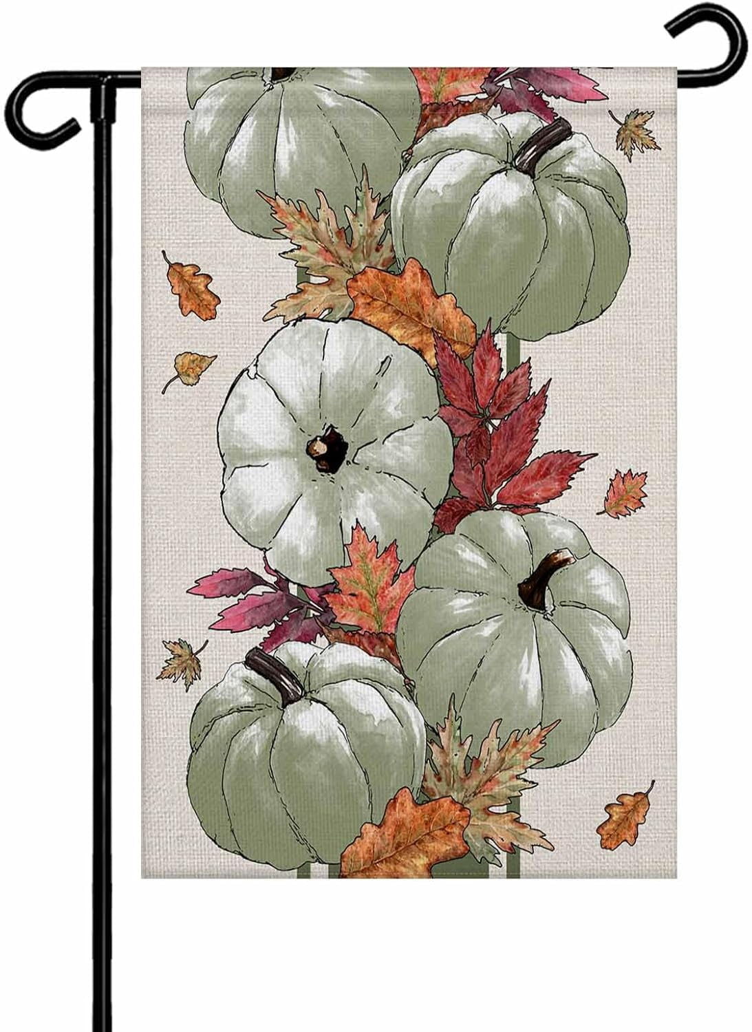 Sage Green Pumpkin Garden Flag Double Sided, Fall Thanksgiving Maple ...