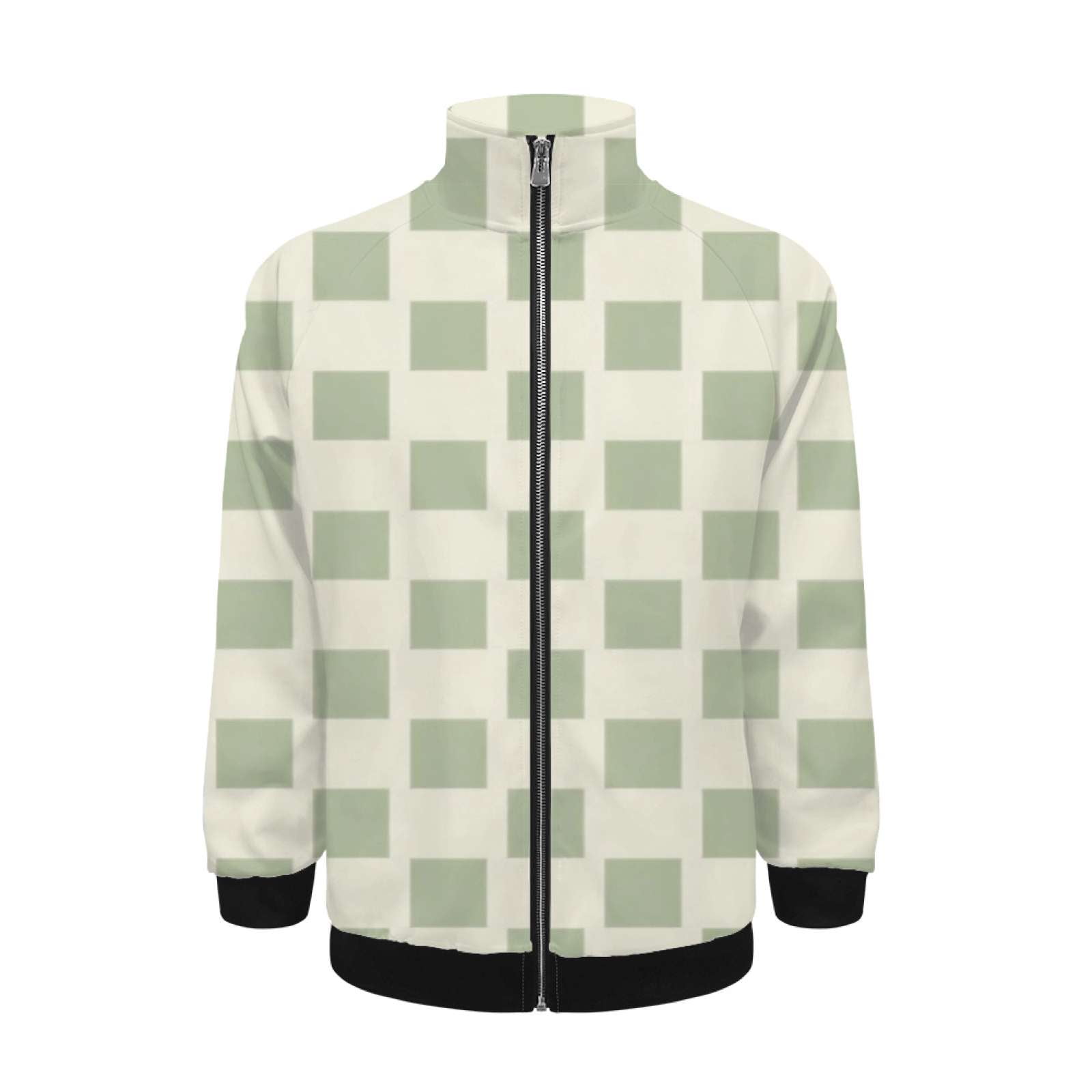 Sage Green Rectangle Pattern Design Jacket Men's Street Cool Long ...