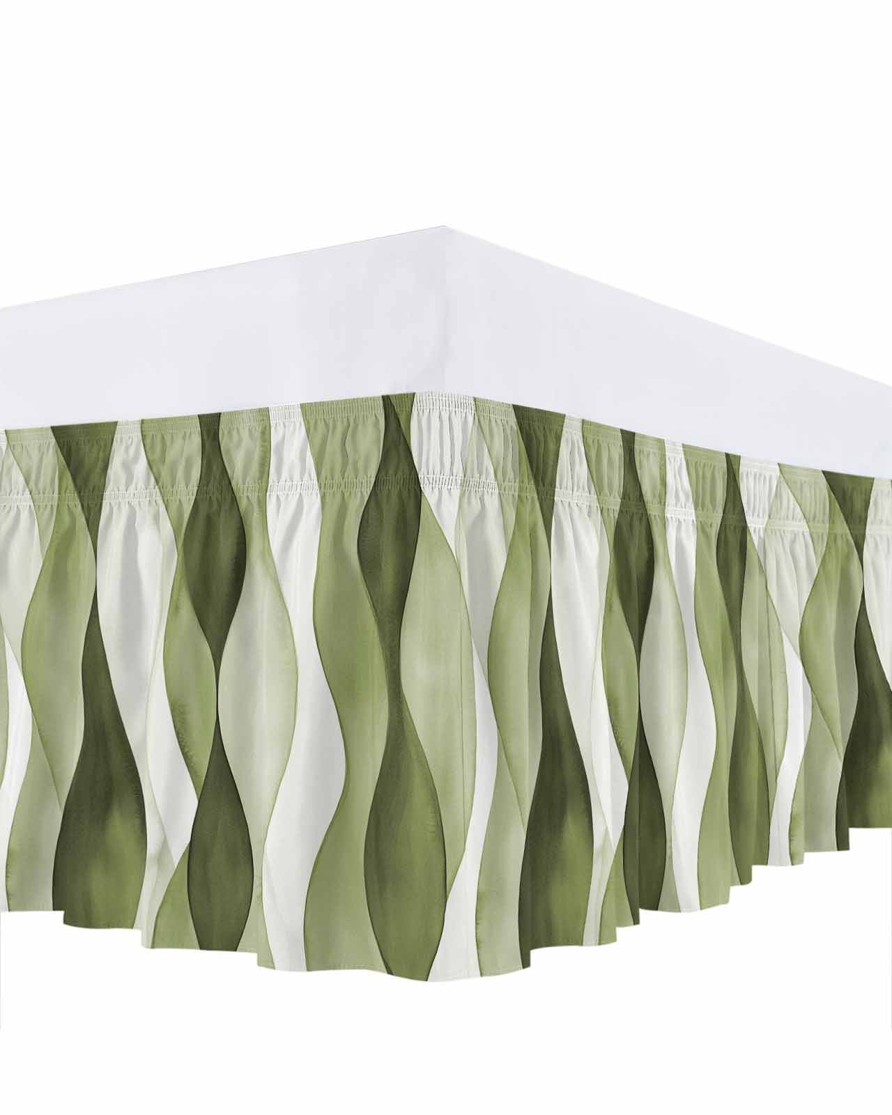 Sage Green Ripple Ruffle Bed Skirt King Size Abstract Gradient ...