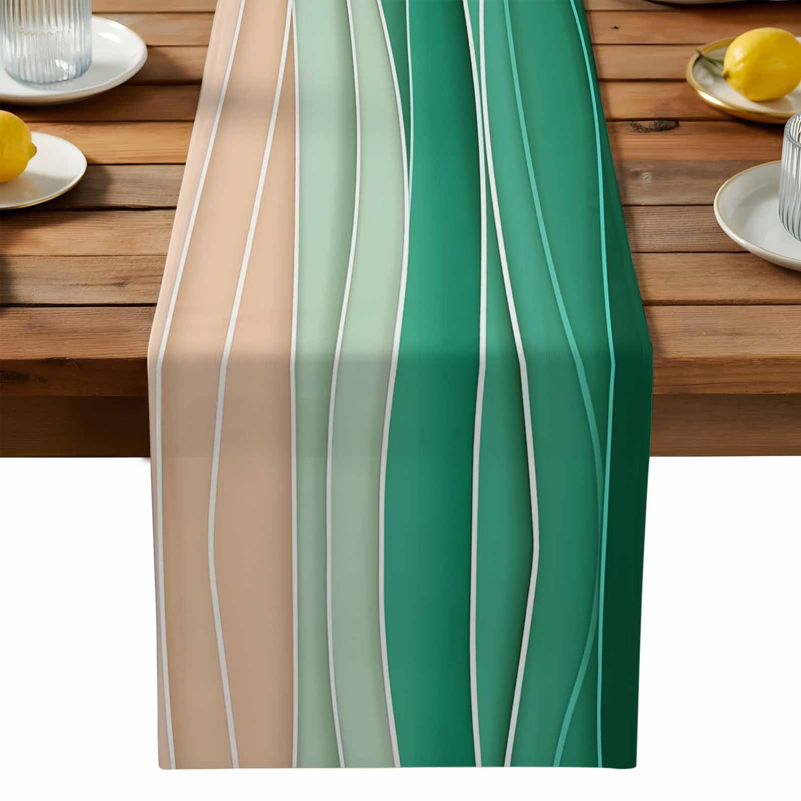 Sage Green Ripple Table Runner, Sage Green Gradient Kitchen Table ...