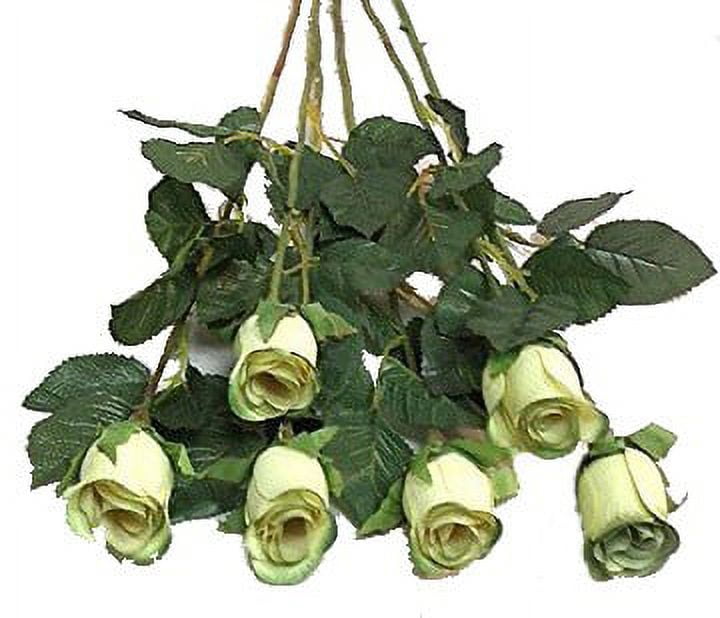 Sage Green Rose Bud 24in Artificial Polysilk Faux Fake Flower Long Stem ...