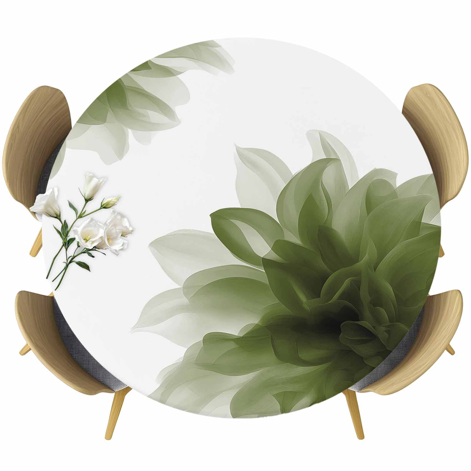 Sage Green Round Tablecloth 55-60 Inch Round Fitted Table Cloth with ...