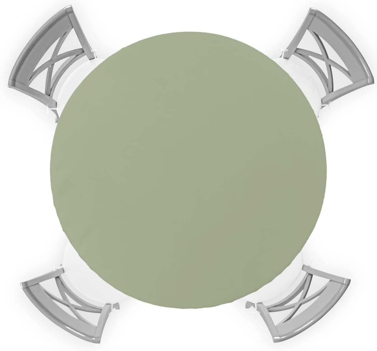 Sage Green Round Tablecloth, Fitted Table Cover with Elastic for 36"-44 ...