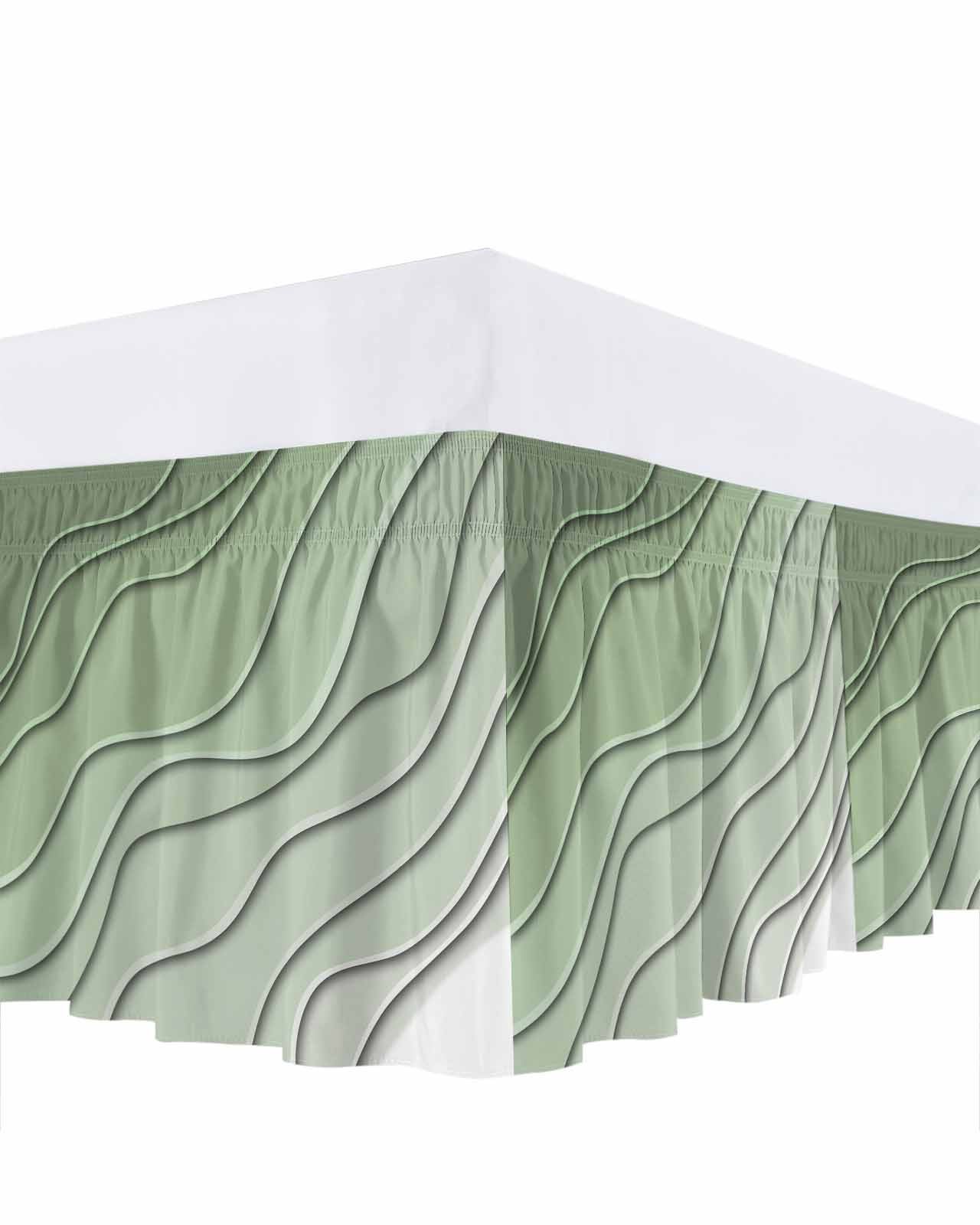 Sage Green Ruffle Bed Skirt California King Size Ombre Stripes ...