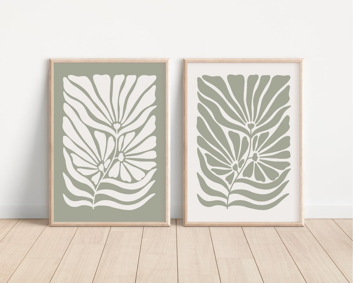 Sage Green Sage Green Sage Print Set Botanical Neutral Prints Boho ...