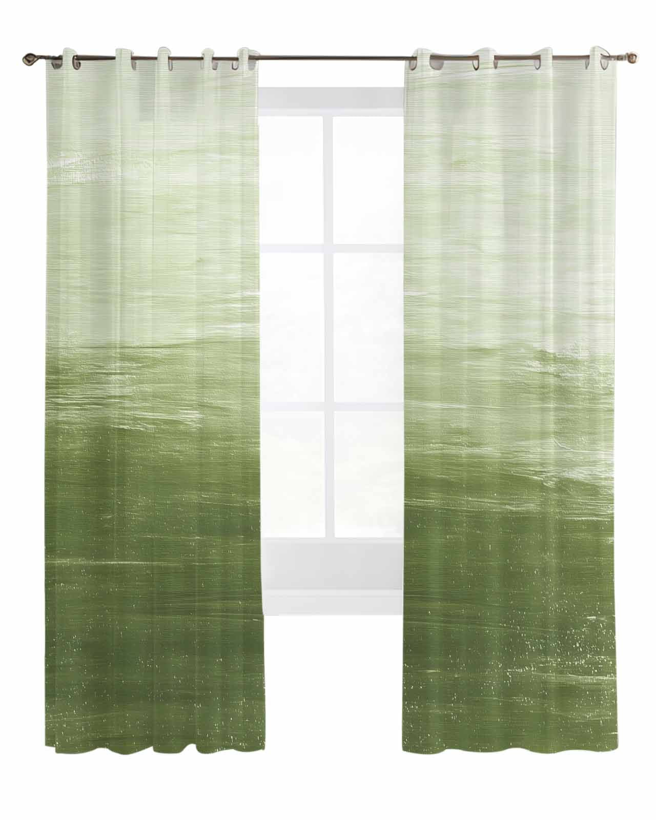 Sage Green Sheer Curtains 72 Inch Length 2 Panels Ombre Ocean Abstract Farmhouse Painting ...