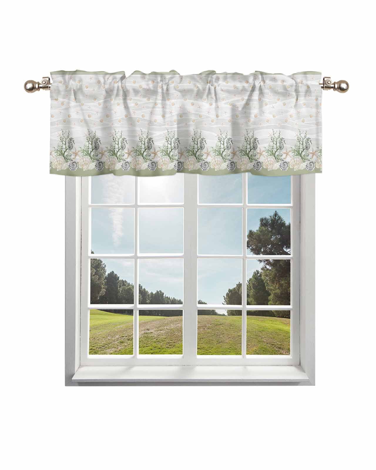 Sage Green Shell Curtain Valance for Windows/Living Room/Kitchen ...