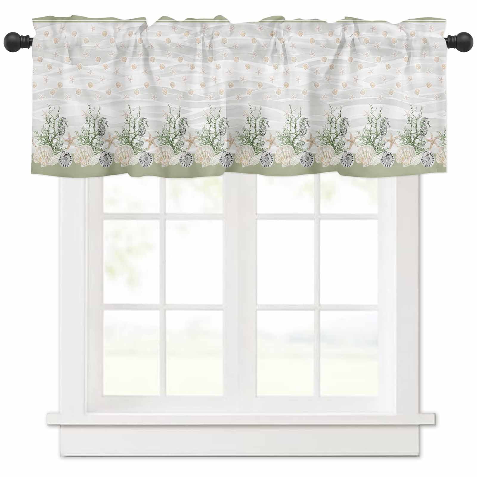 Sage Green Shell Valances for Windows Farmhouse Kitchen Curtains ...