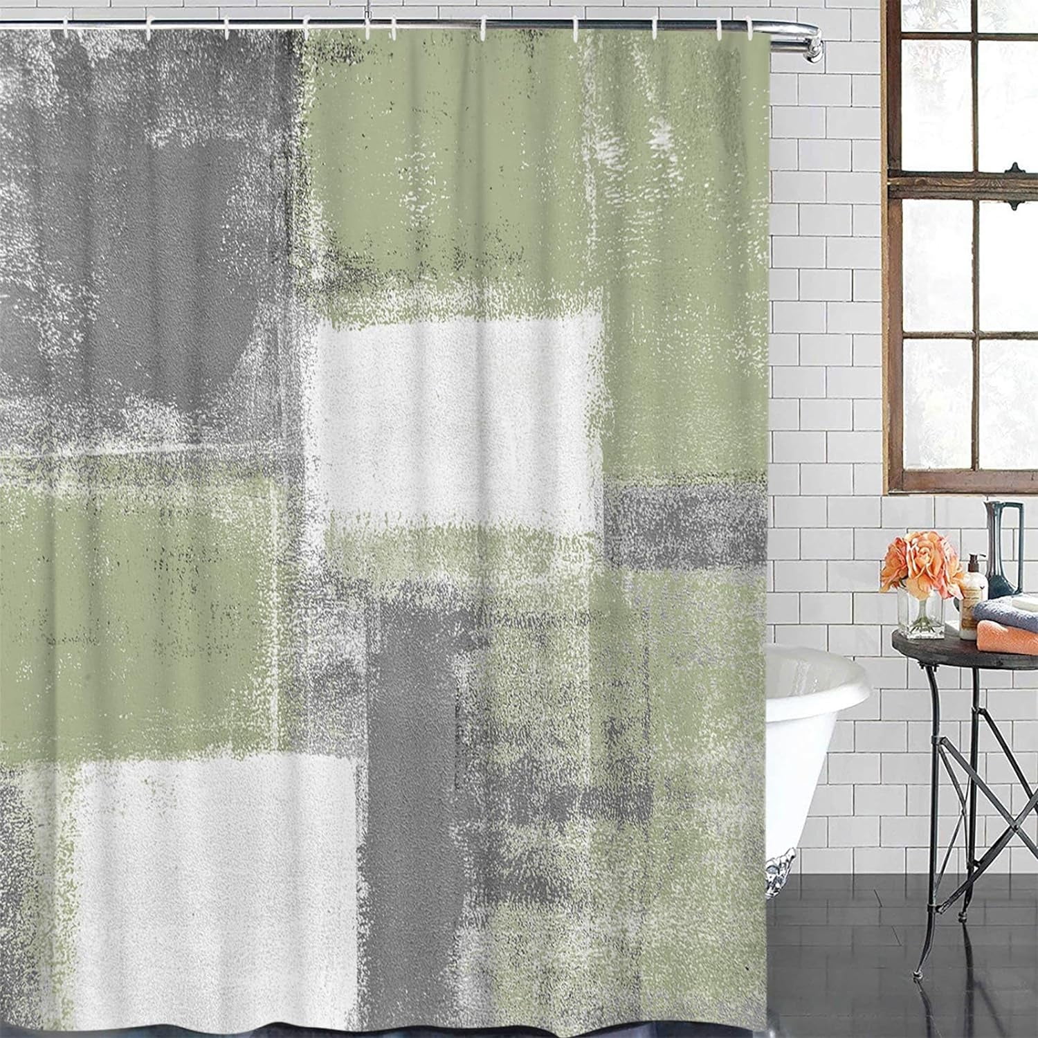 Sage Green Shower Curtain Lightweight Abstract Green Shower Curtains ...