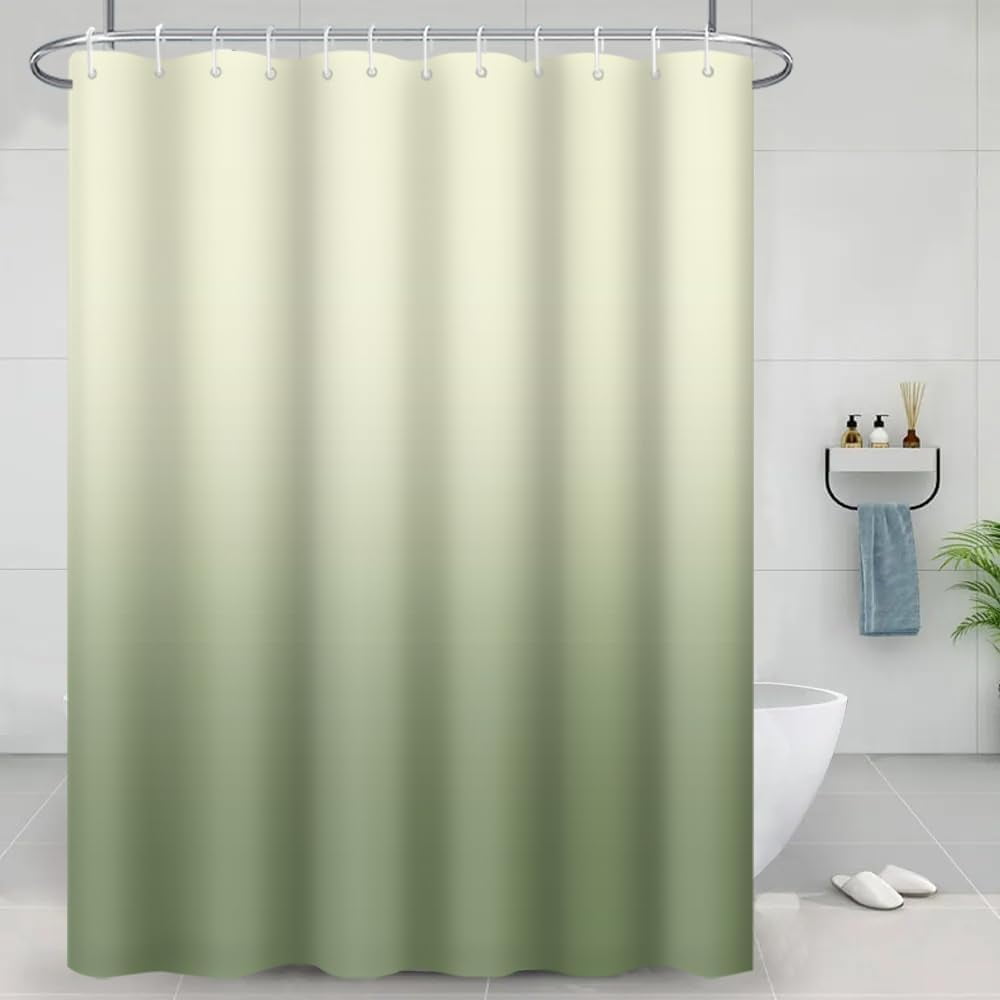 Sage Green Shower Curtains Beige and Green Ombre Gradient Polyester ...