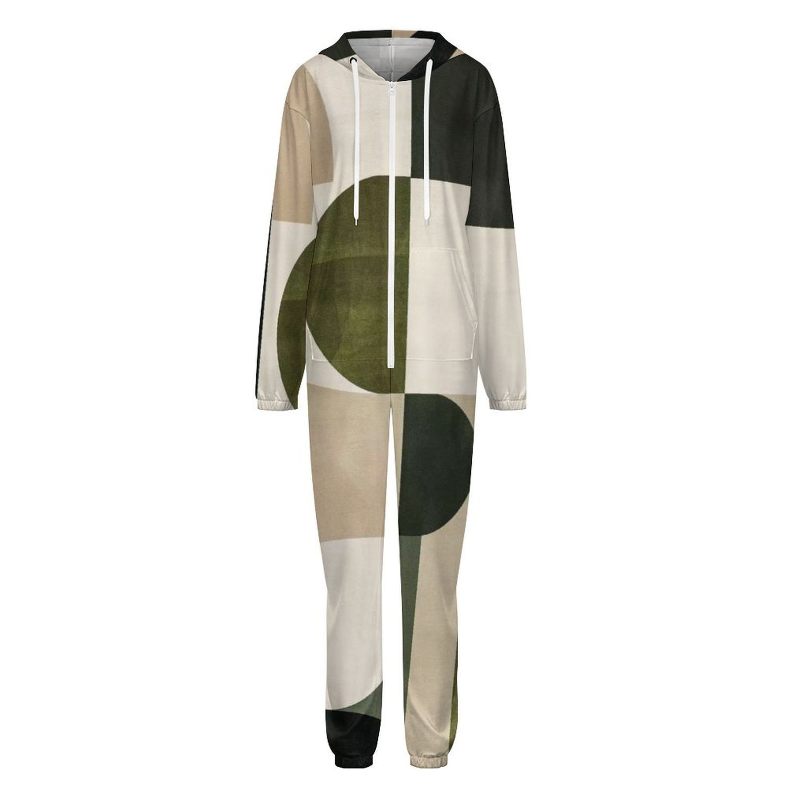 Sage Green Simple Shapes Unisex Adult Onesie Pajamas with Pockets for ...