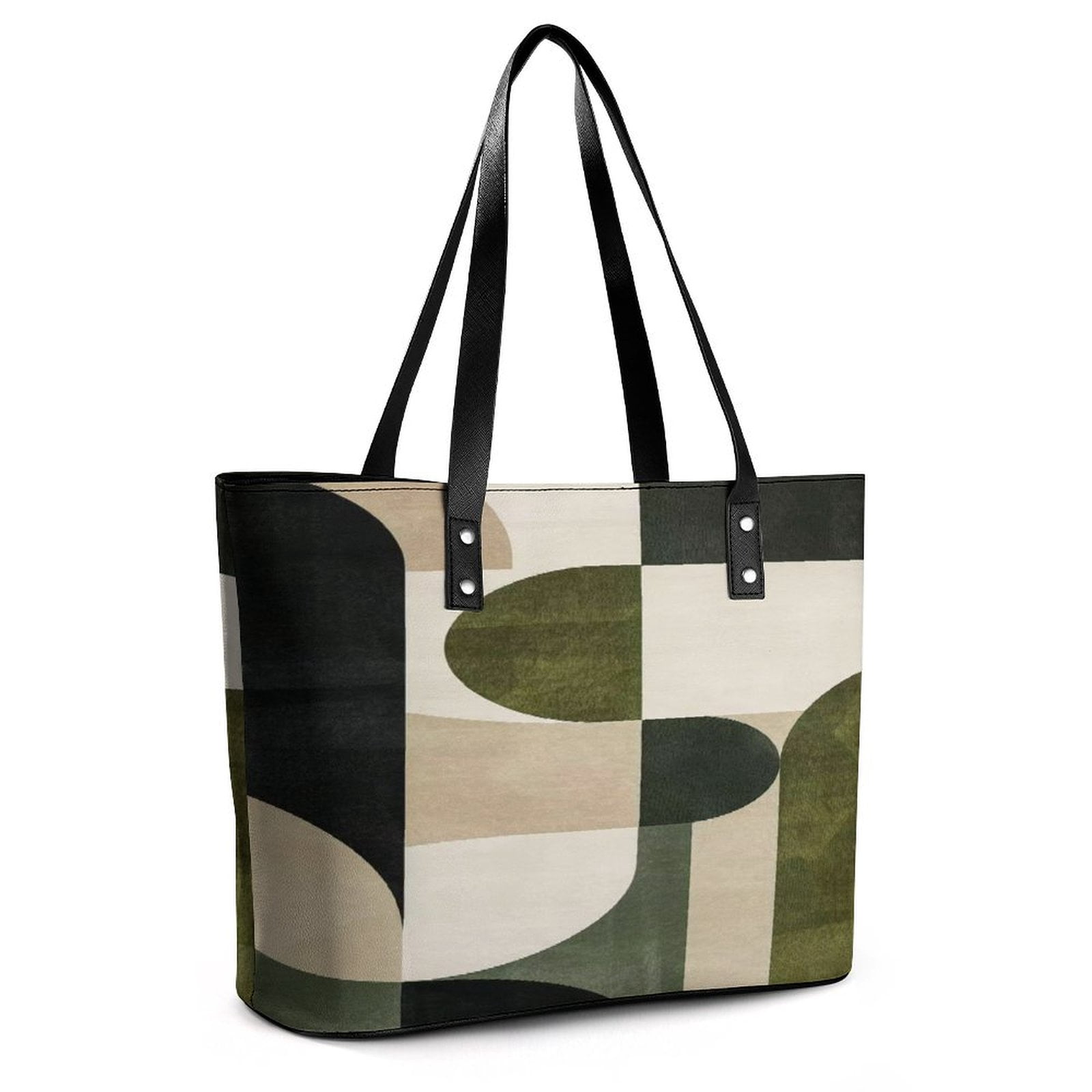 Sage Green Simple Shapes Woman Leather Handbags Large Tote Bag Fashion ...