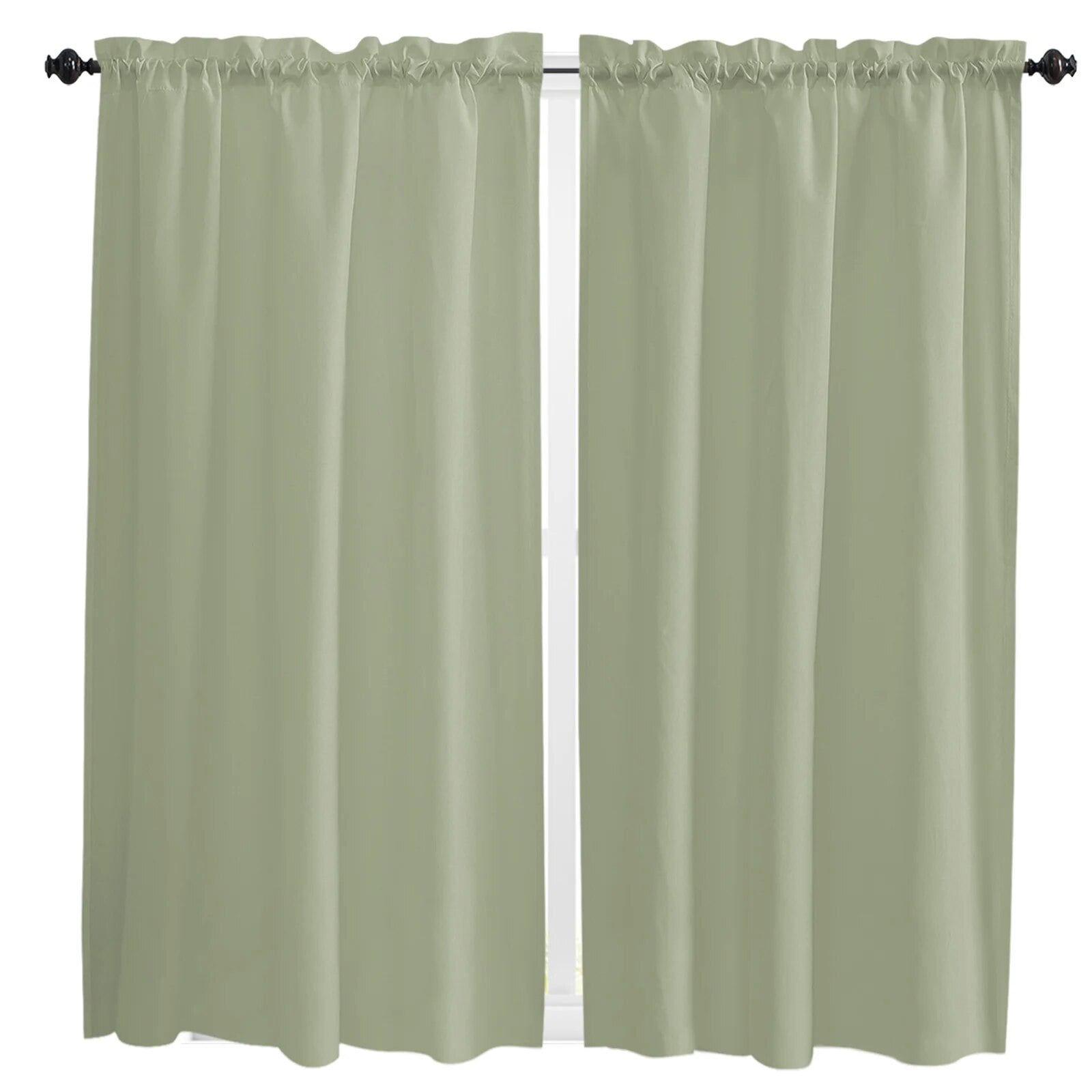 Sage Green Small Curtain Rod Pocket Short Curtains Half Drapes ...