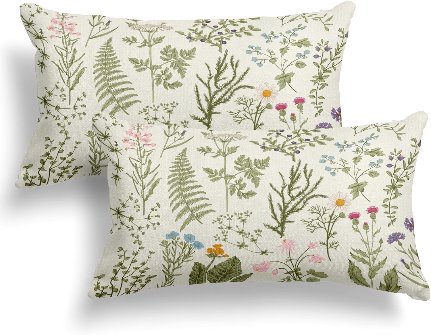 Sage Green Spring Lumbar Pillow Covers 12x20 In Cottagecore Botanical ...