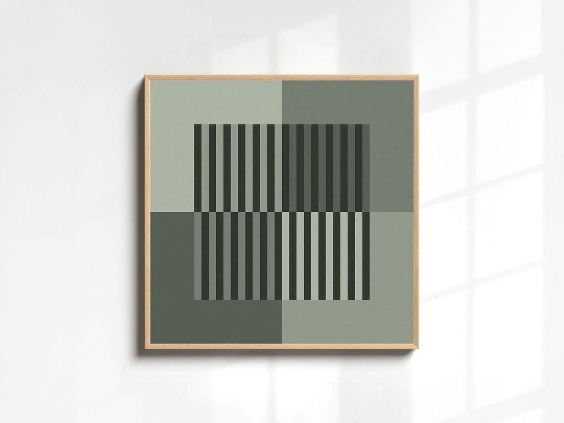 Sage Green Square Wall Art, Mid Century Modern Home Decor, 36x36 ...