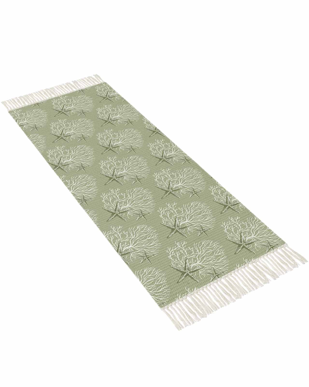 Sage Green Starfish Rugs for Entryway 2'x5', Laundry Room Rug Washable ...