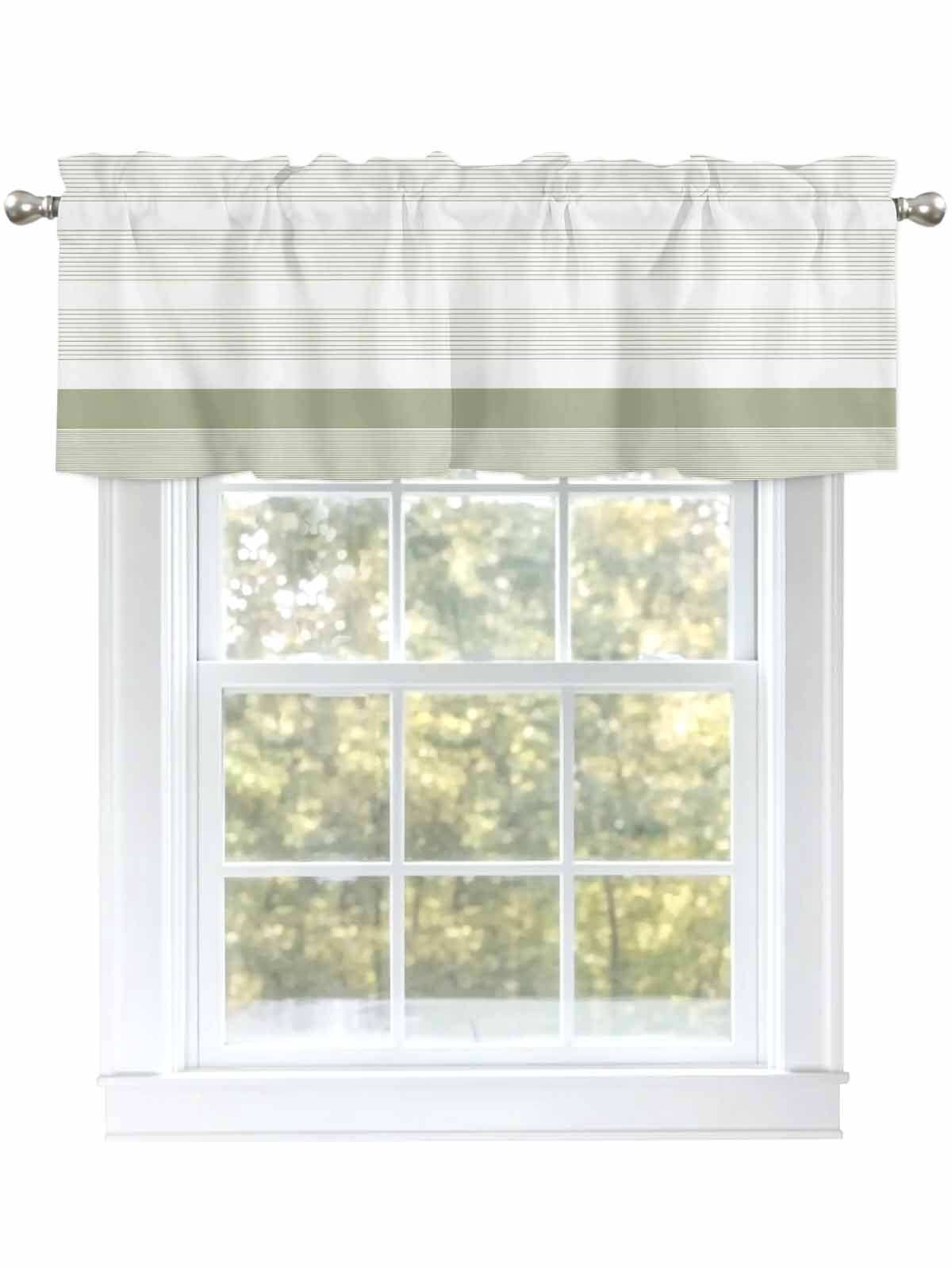 Sage Green Stripe Curtain Valances for Windows, Modern Rustic ...