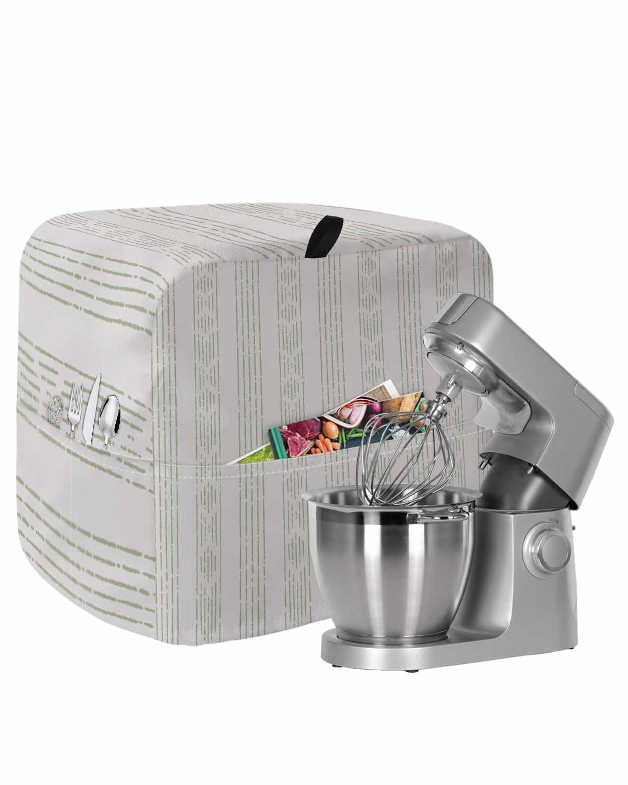Sage Green Stripe Stand Mixer Dust Cover with Storage Pocket & Handles ...