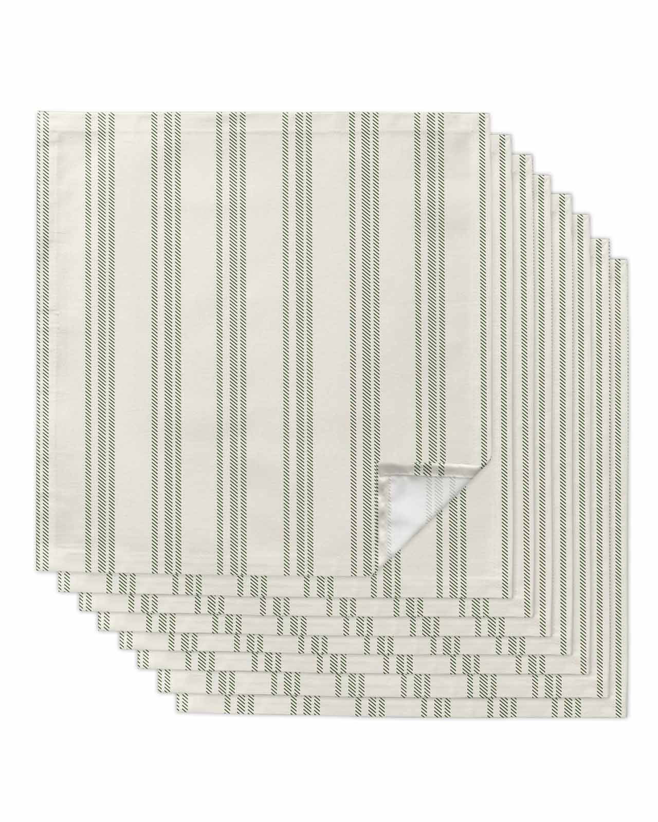 Sage Green Striped Cloth Napkins Set of 8 Reusable Dinner Napkins ...