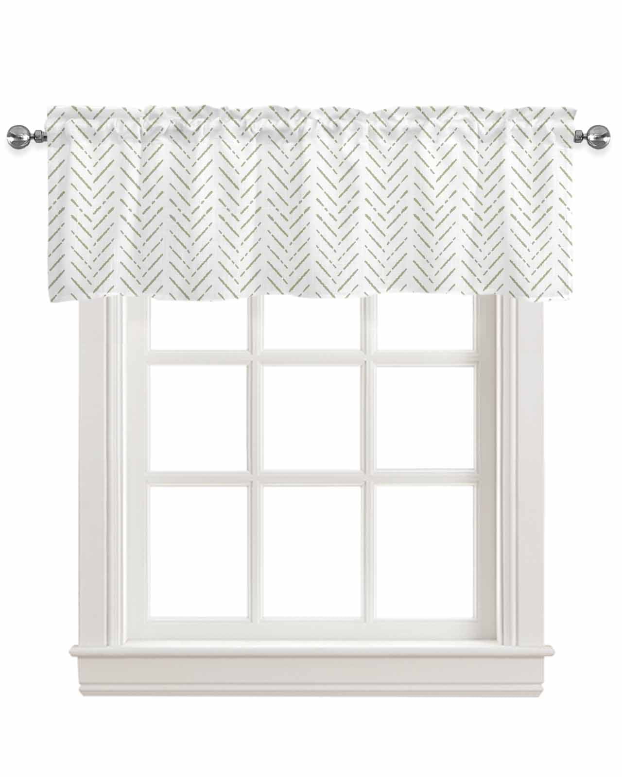 Sage Green Striped Linen Curtain Valance for Bedroom/Bathroom/Kitchen ...