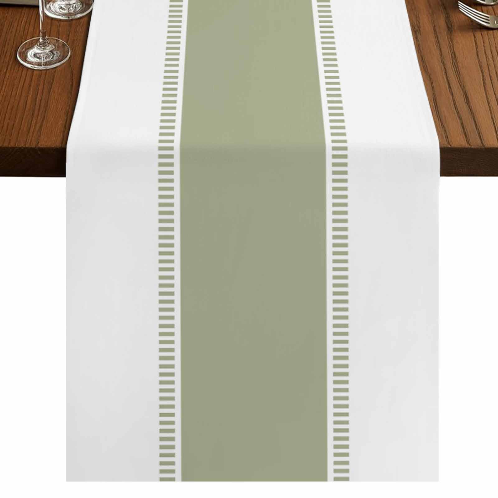 Sage Green Striped Short Table Runner 60 Inches Long,Modern Geometric ...