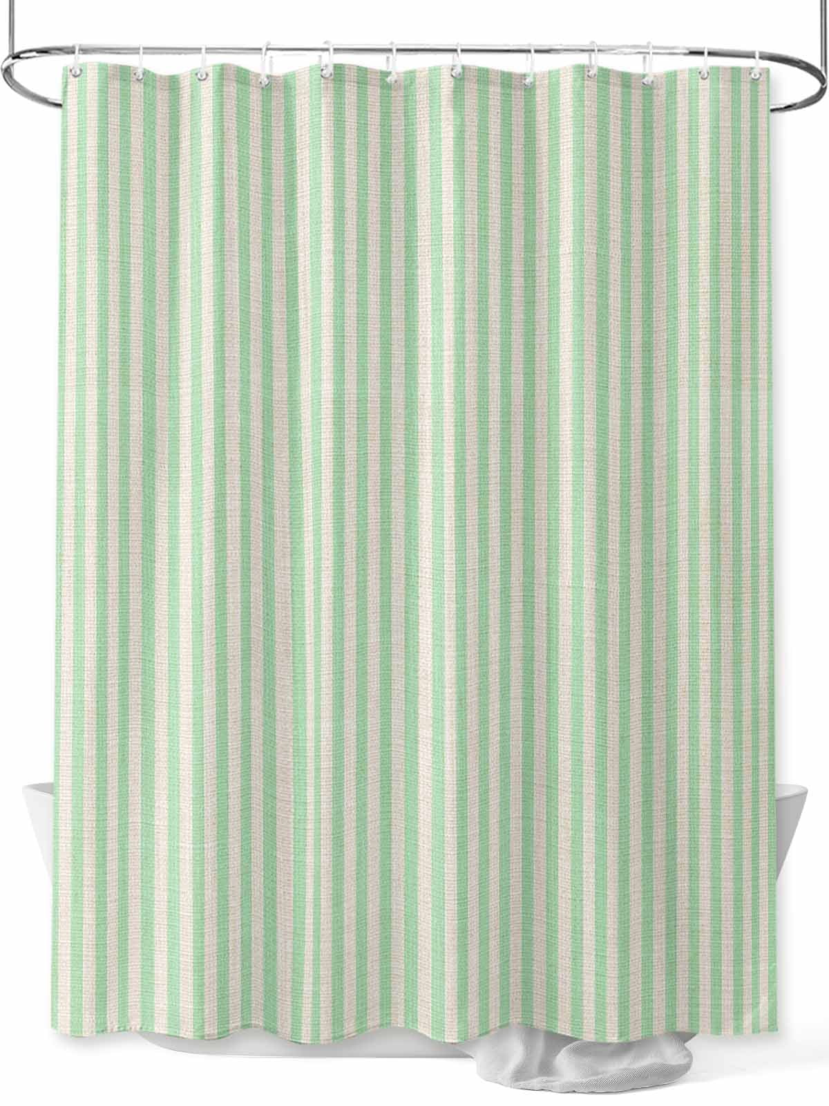 Sage Green Striped Shower Curtain Set with Hook Washable Cloth ...