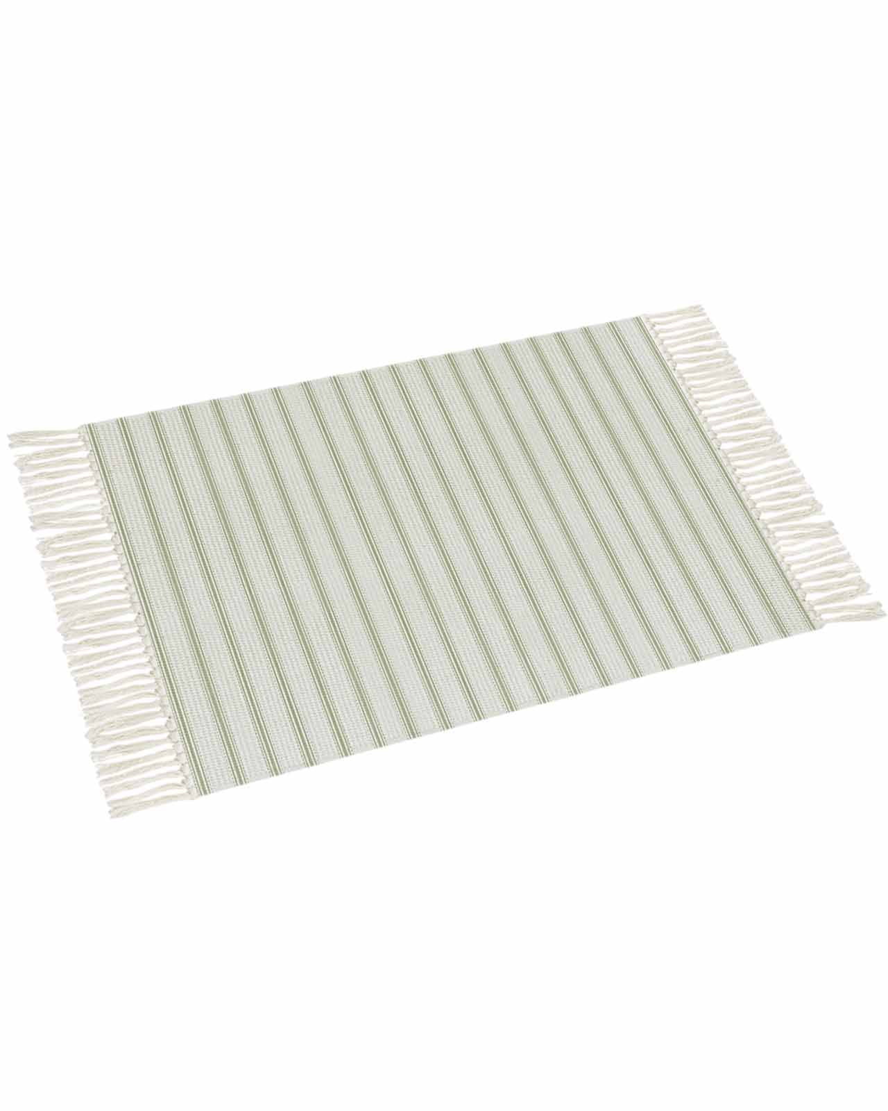 Sage Green Stripes Bedroom Rug 4'x6', Washable Woven Cotton Area Rug ...