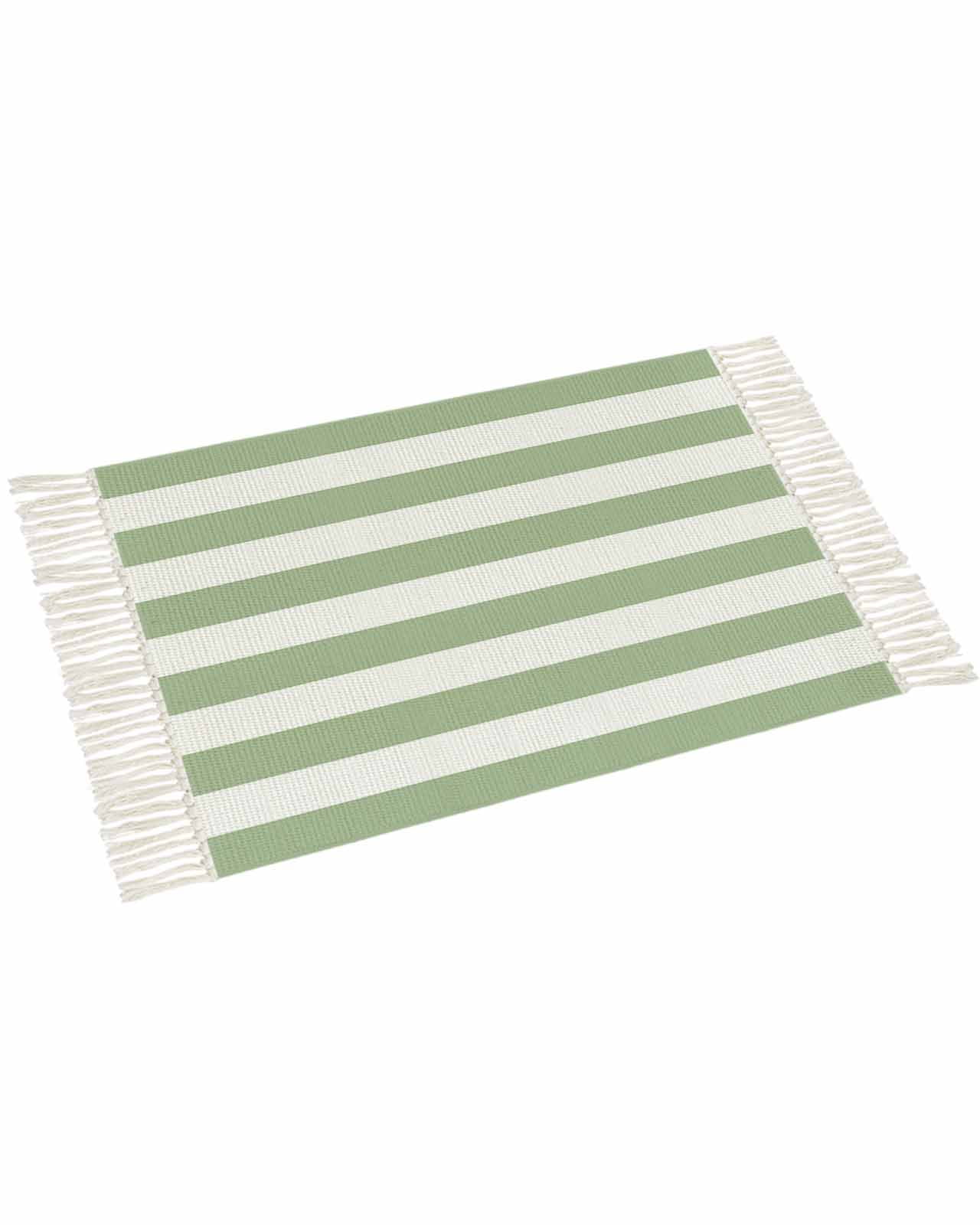 Sage Green Stripes Bedroom Rug 4'x6', Washable Woven Cotton Area Rug ...