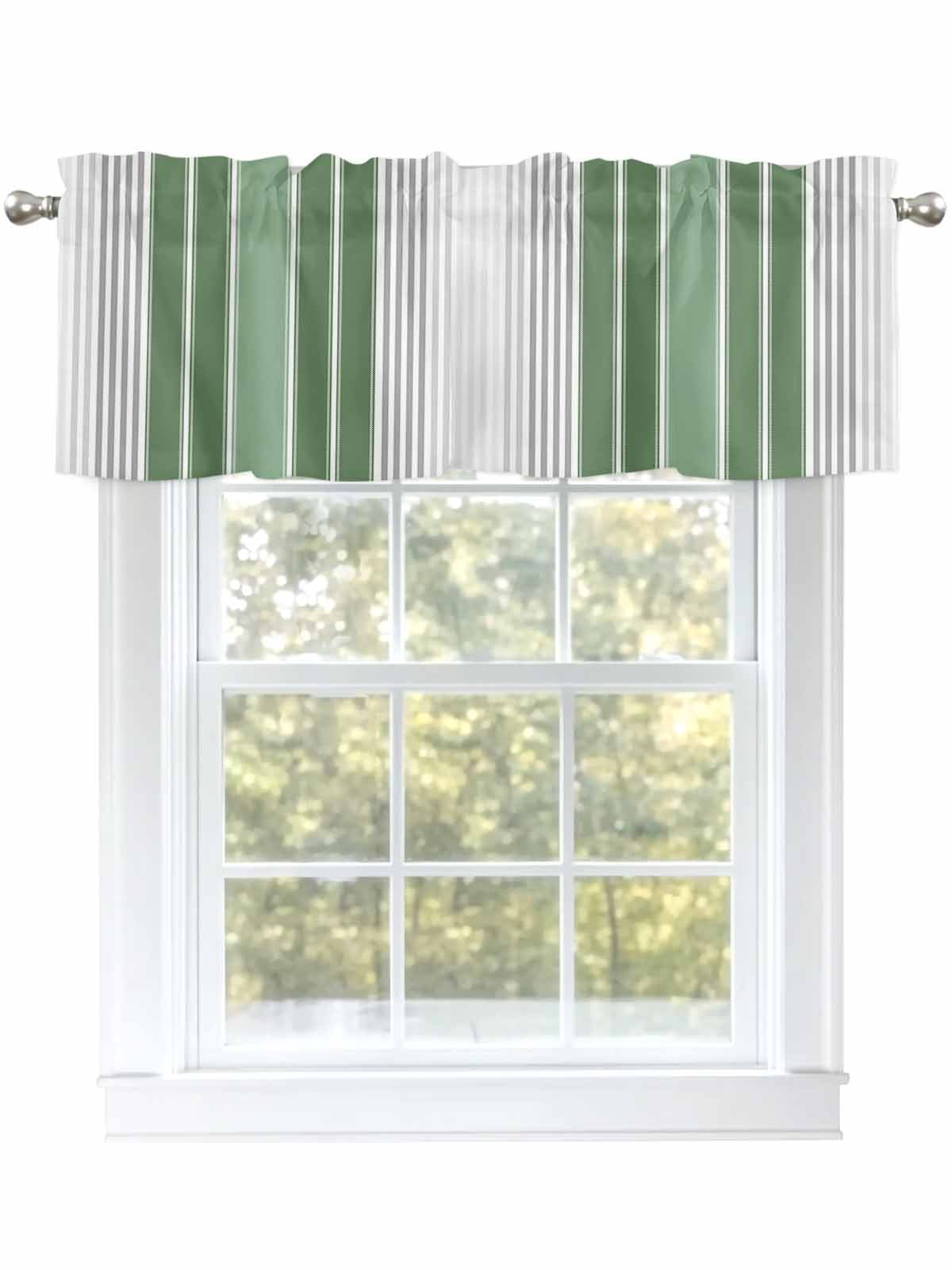 Sage Green Stripes Curtain Valances for Windows, Farmhouse Minimalist ...