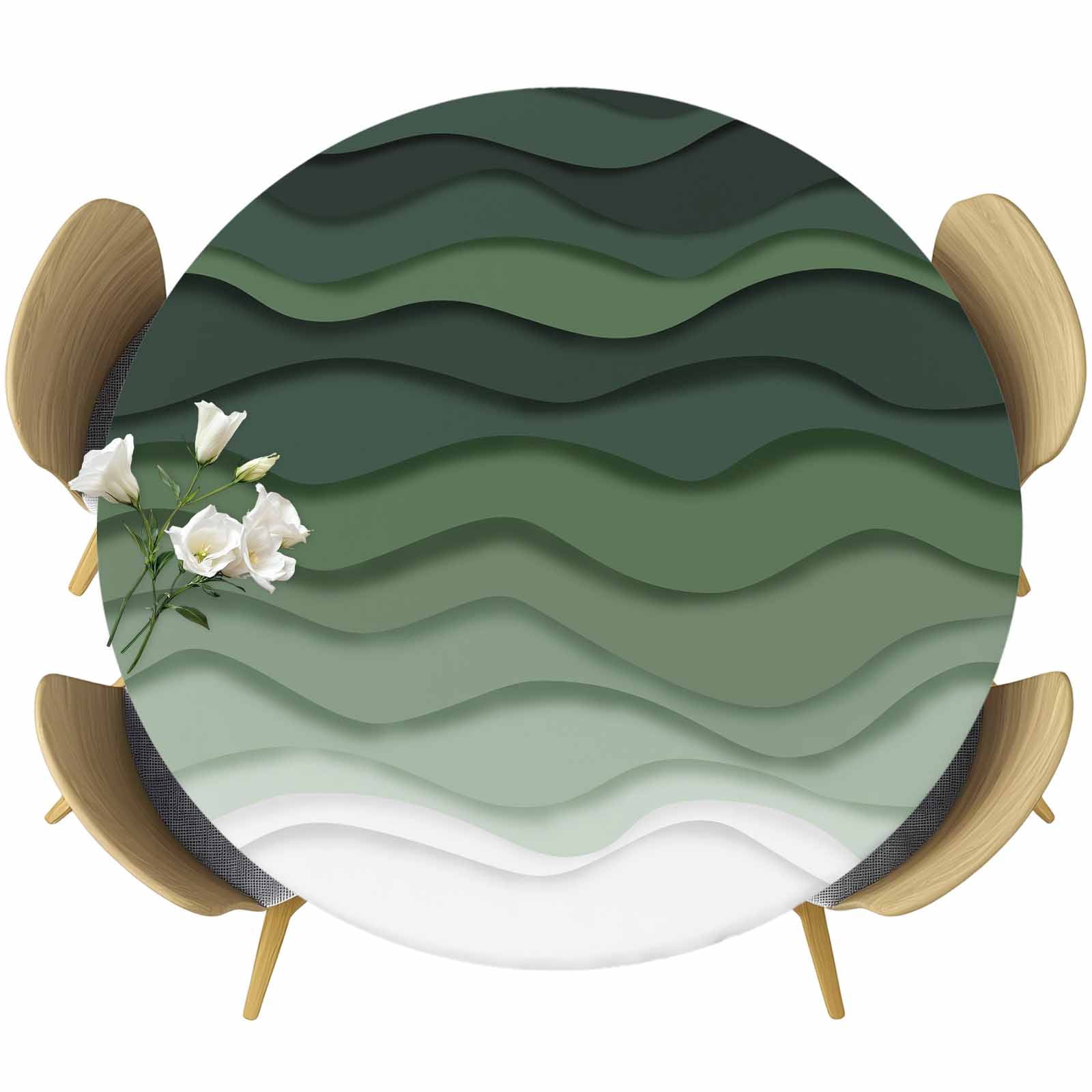 Sage Green Stripes Round Tablecloth 36-44 Inch Round Fitted Table Cloth ...