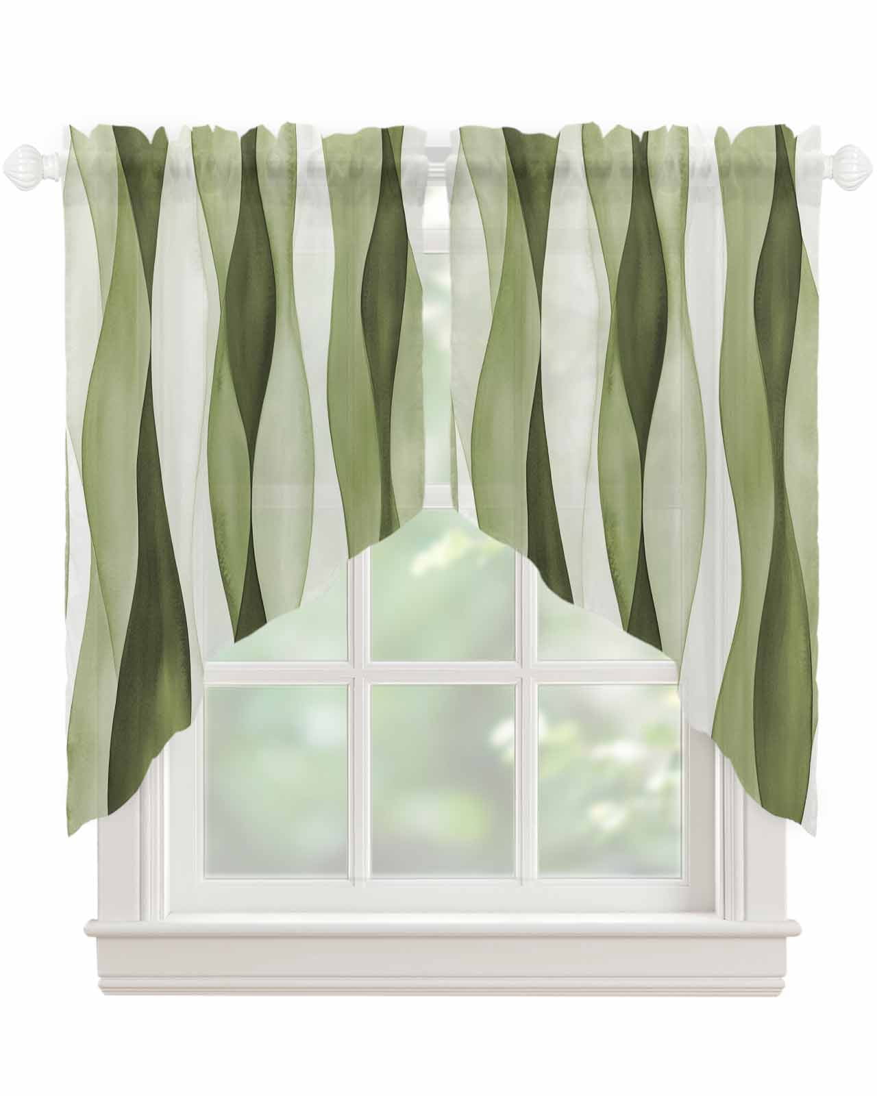 Sage Green Stripes Swag Valances for Windows, Retro Farmhouse Abstract ...