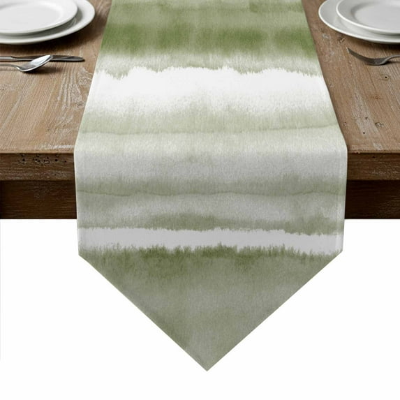 Sage Green Stripes Table Runner Linen Burlap Table Runner 60 Inches ...