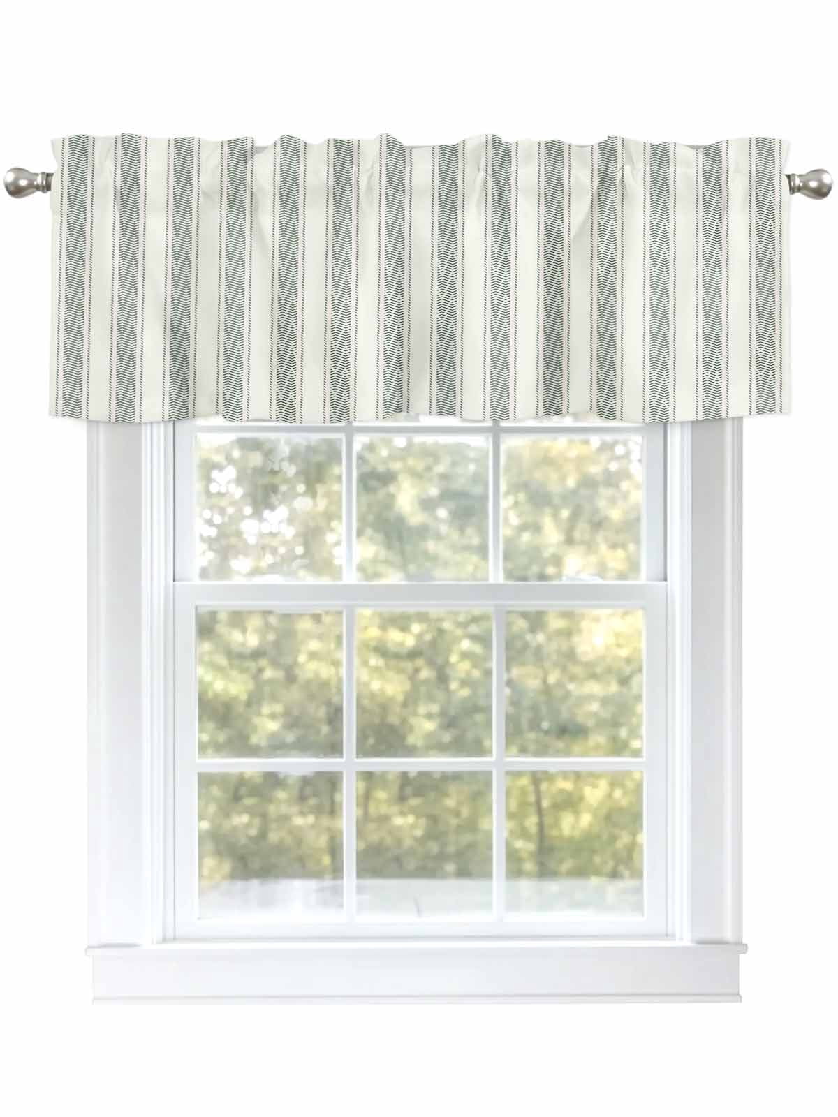 Sage Green Stripes Valances for Windows, Rod Pocket Kitchen Valance ...