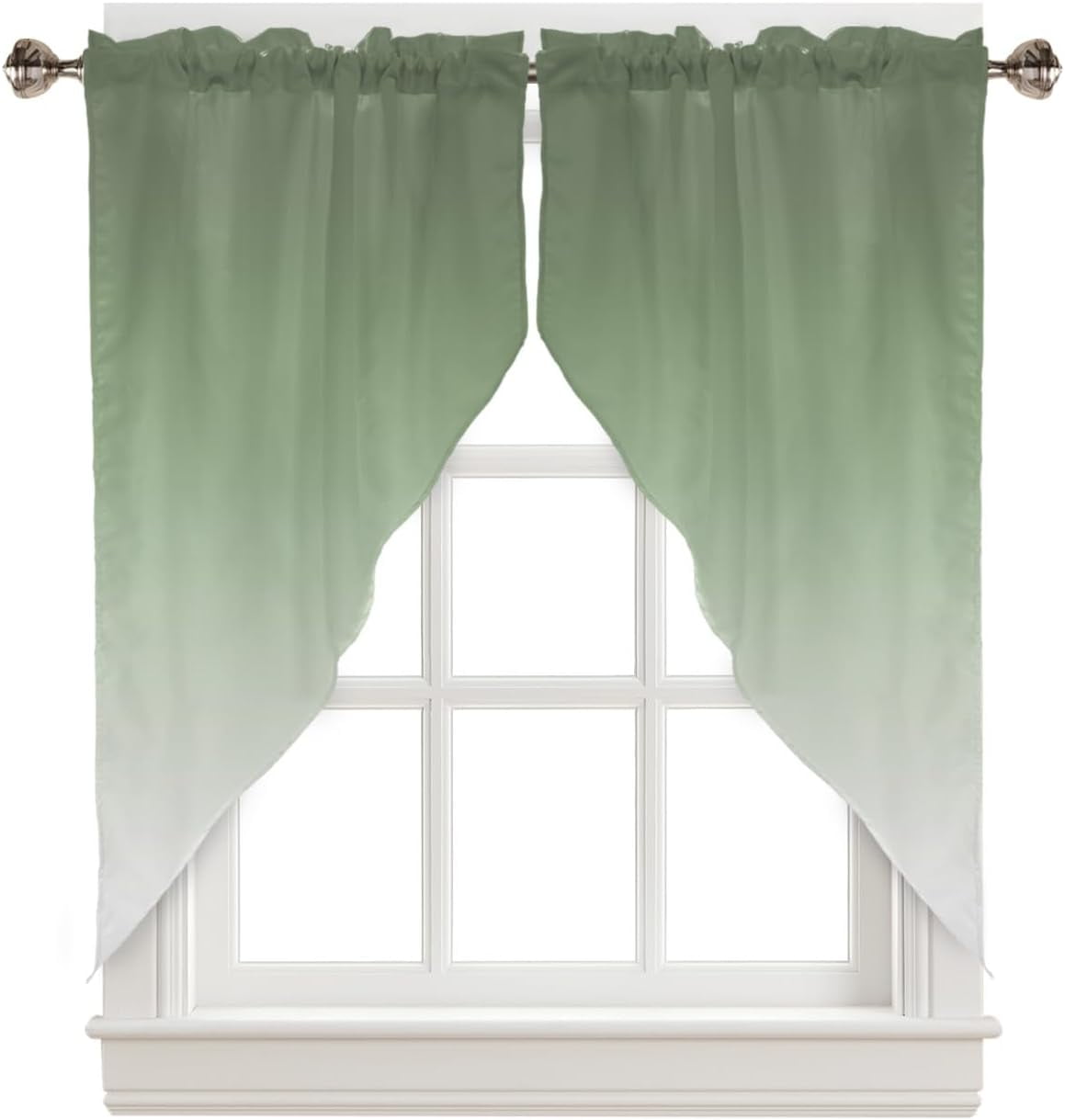 Sage Green Swag Valances for Windows Kitchen Window Curtains Over Sink ...
