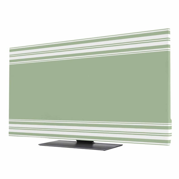 Sage Green TV Dust Cover 65 Inch, White Striped Computer Monitor Cover ...