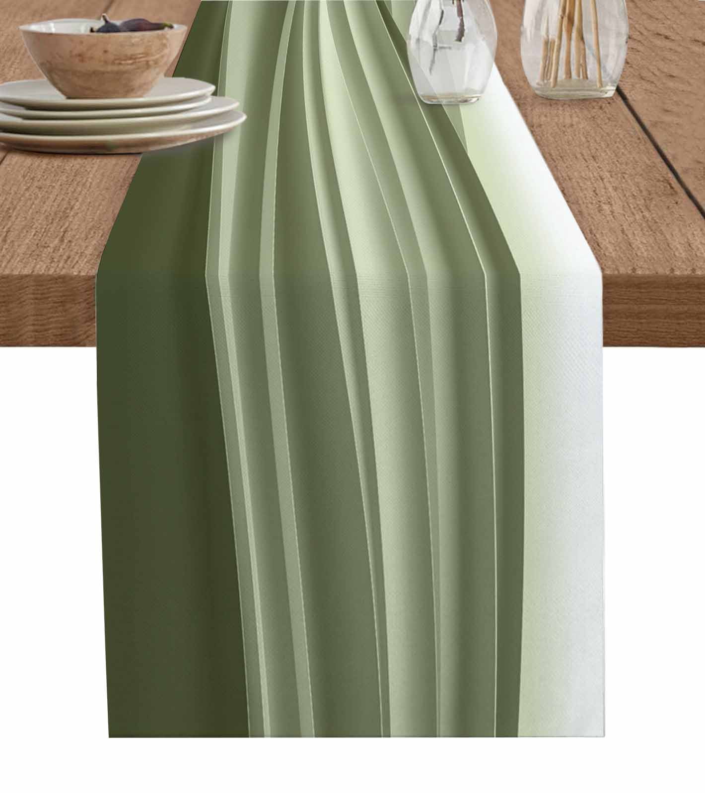 Sage Green Table Runner 72 Inches, Gradient Modern Geometric Striped ...