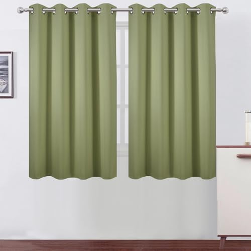 Sage Green Thermal Blackout Curtains/52 x 54 Inch/Set of 2 Panels Room ...