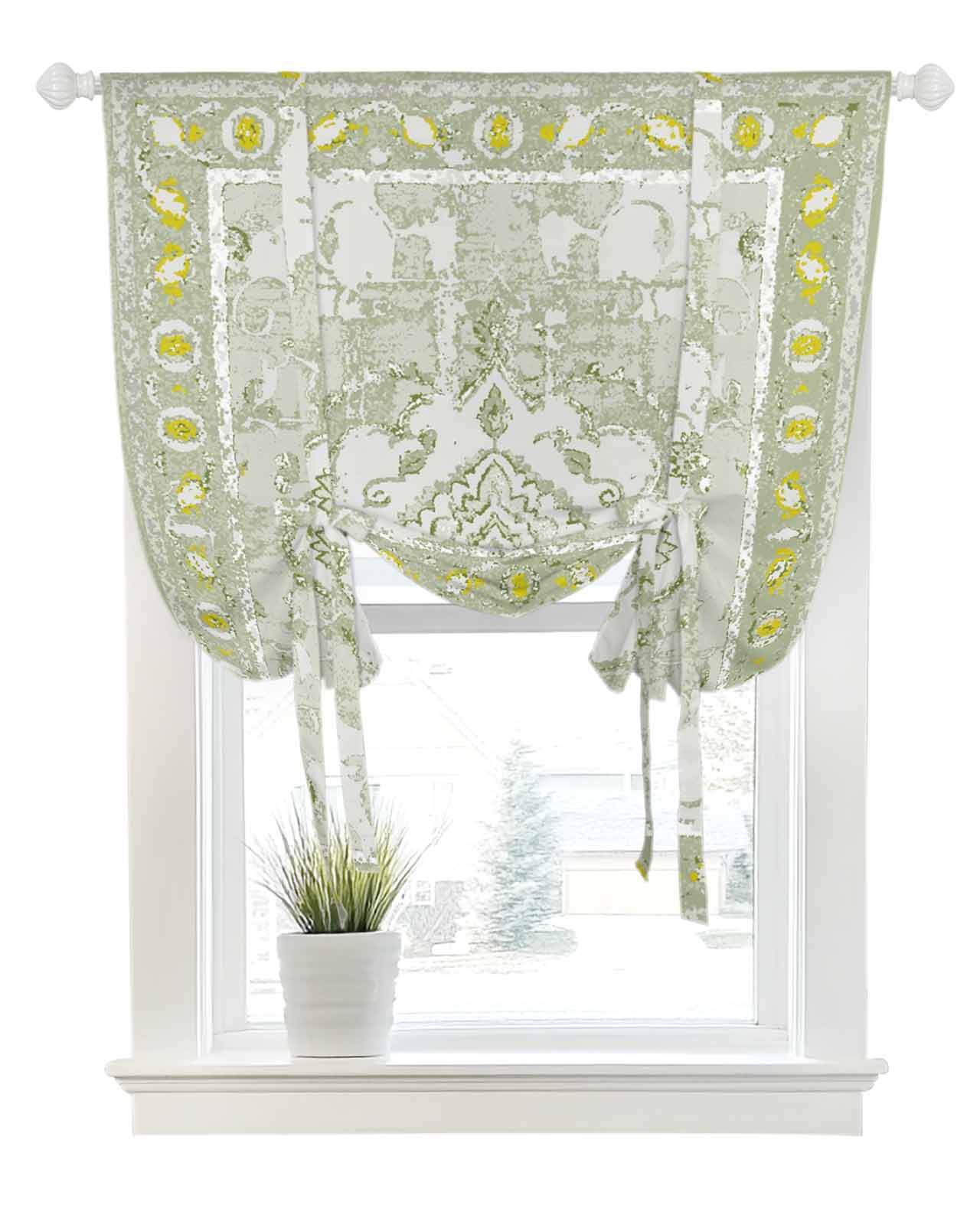 Sage Green Tie Up Curtains for Window, Thermal Insulated Balloon Shade ...
