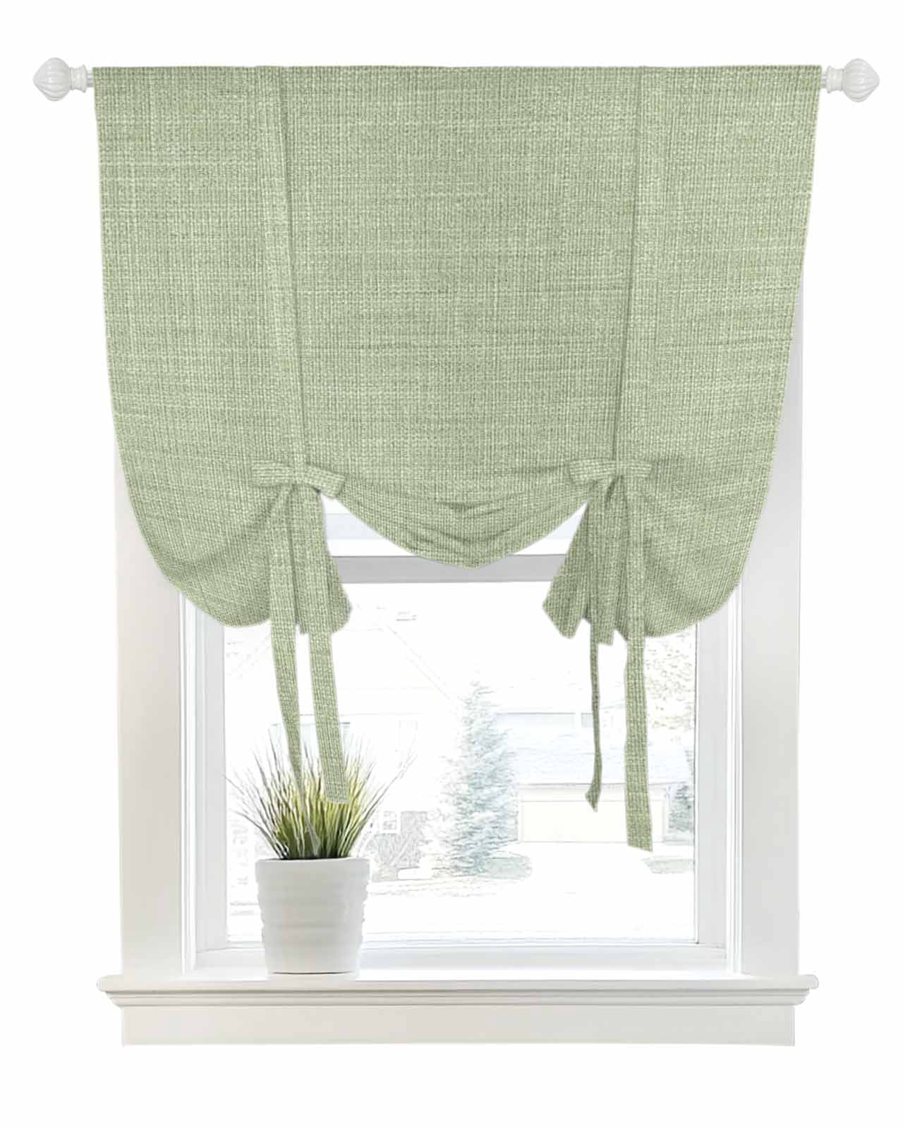 Sage Green Tie Up Curtains for Window, Thermal Insulated Balloon Shade ...