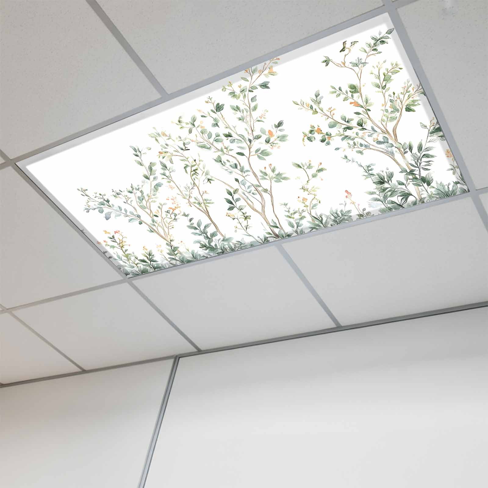 Sage Green Trees Fluorescent Light Covers, Green Eucalyptus Leaves ...